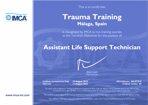 IMCA Assistant Life Support Technician (ALST) Course 100% E-Learning - Trauma Training